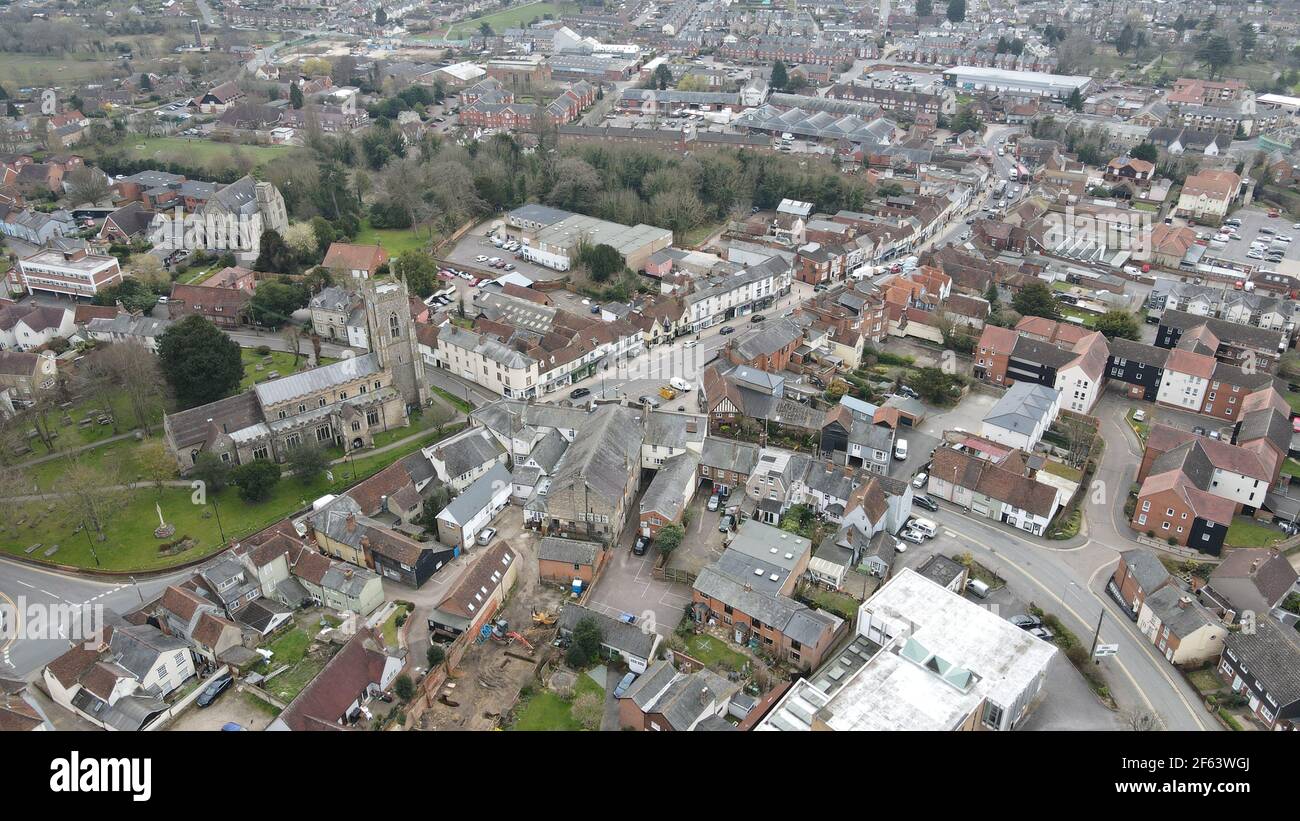 Halstead town centre Essex UK Aerial Stock Photo - Alamy
