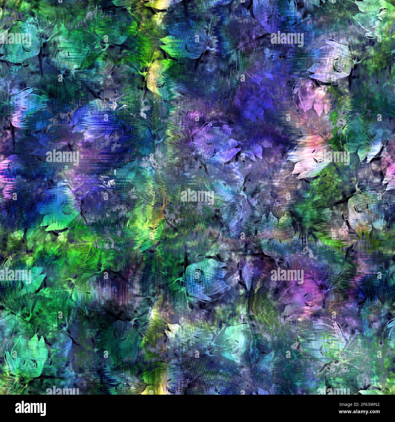 Seamless abstract color blobs with floral overlay Stock Photo - Alamy