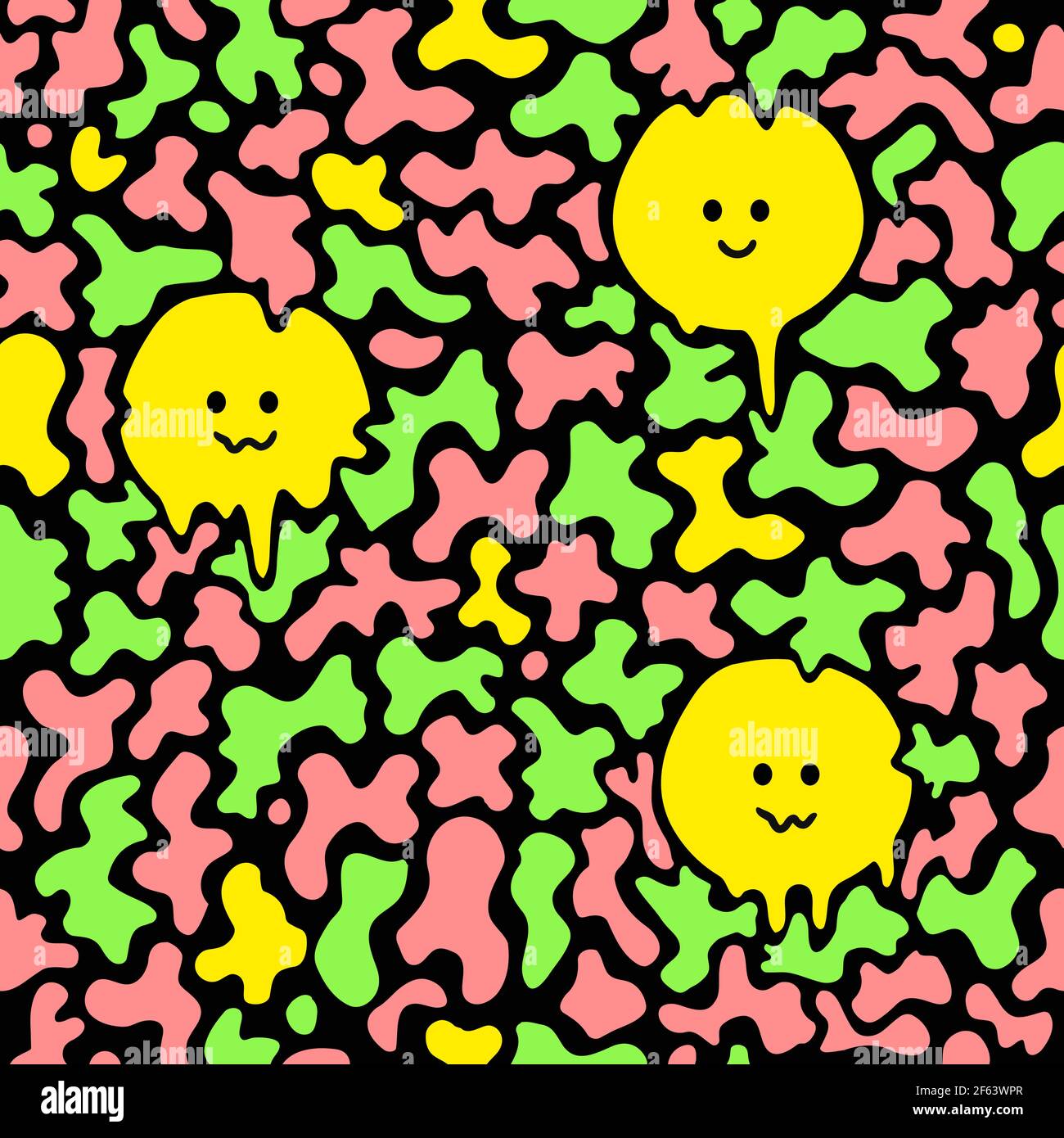 Abstract psychedelic seamless pattern. Vector cartoon illustration icon ...