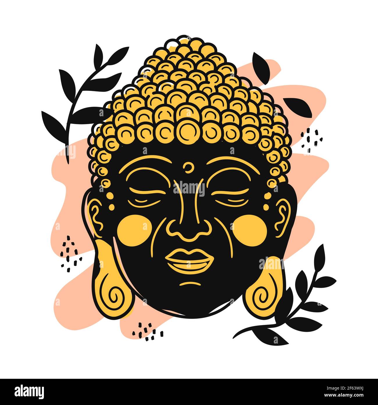 Buddha portrait in scandinavian style. Vector cartoon character ...