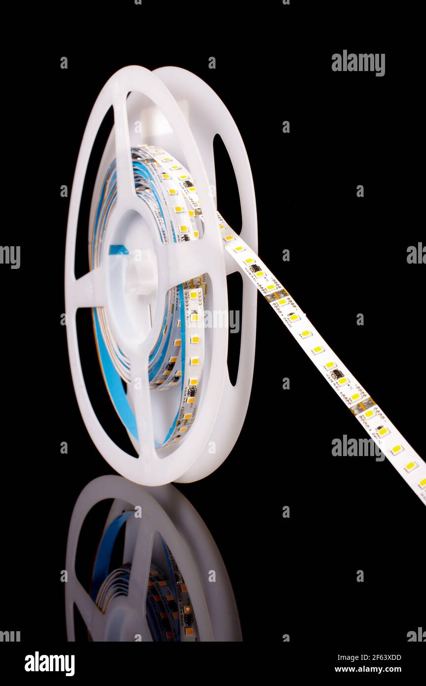 Flexible light emitting diode LED strip in the reel isolated on the ...