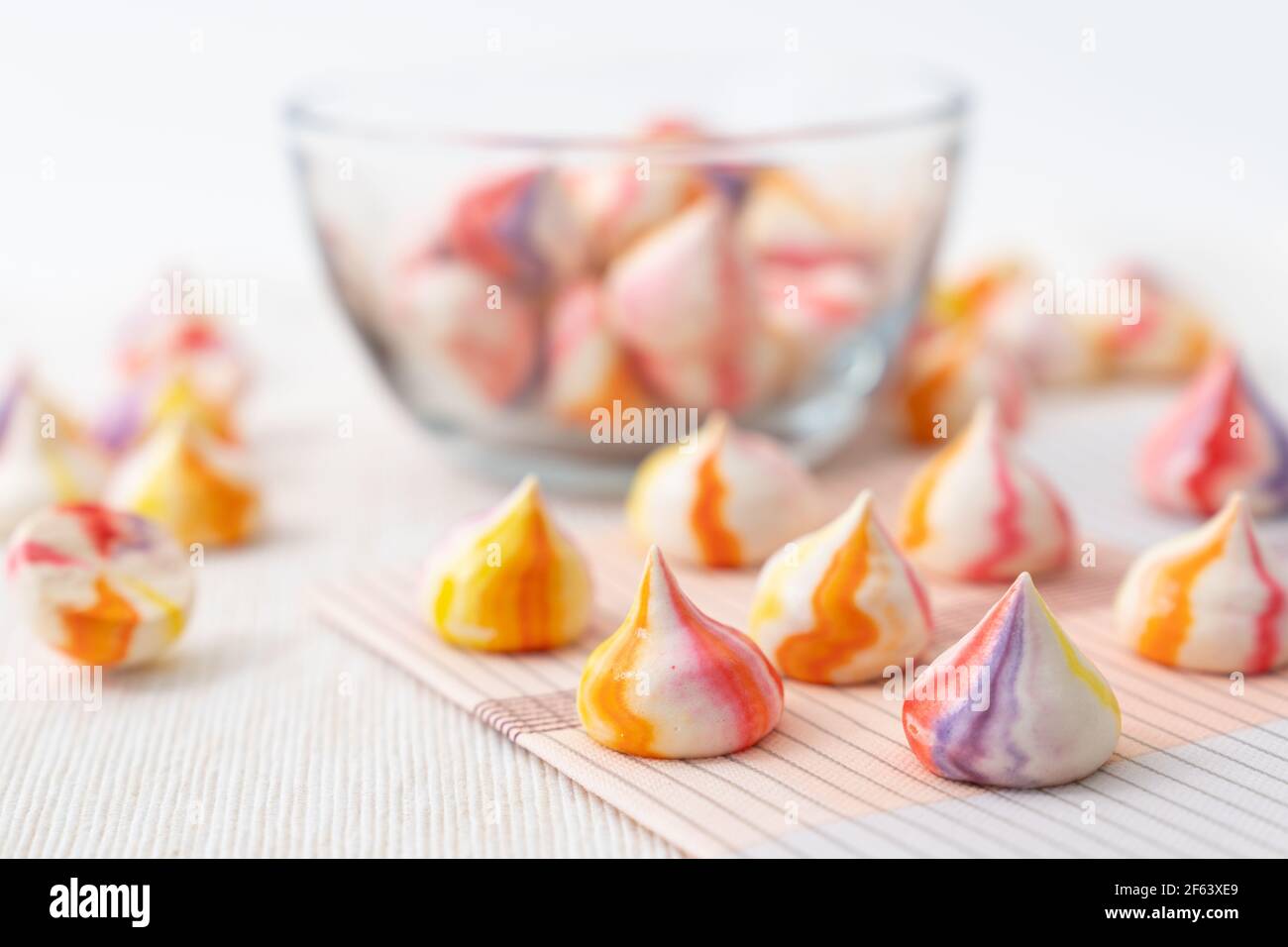 Homemade colorful French meringue cookies ready to serve Stock Photo ...
