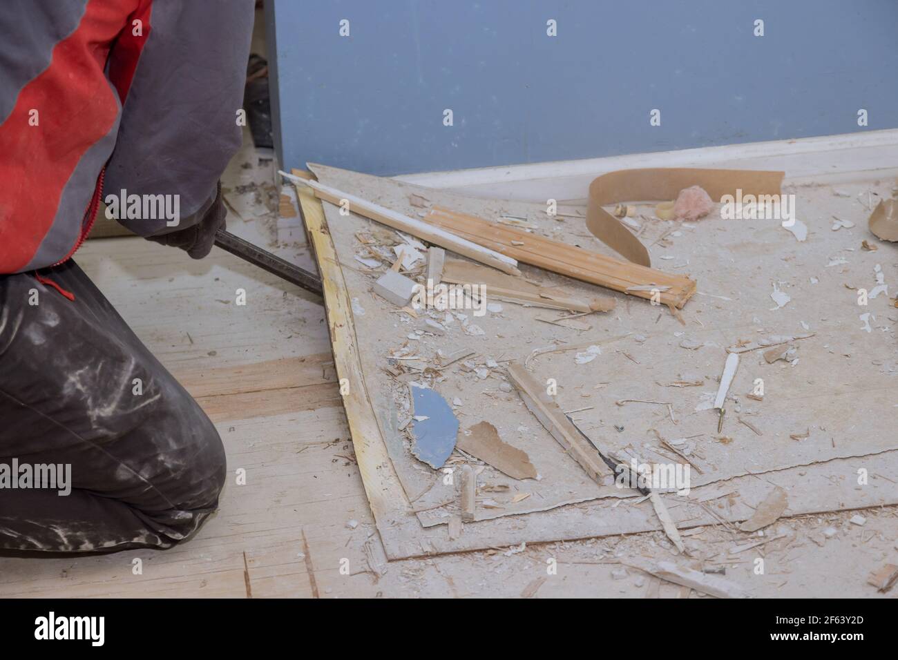 Preparing restoration old house construction worker during work of ...