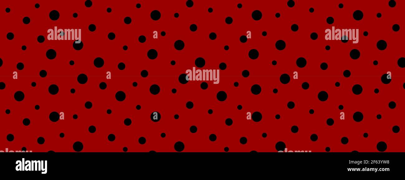 Ladybug seamless pattern. Black polka dot on red background. Retro ...