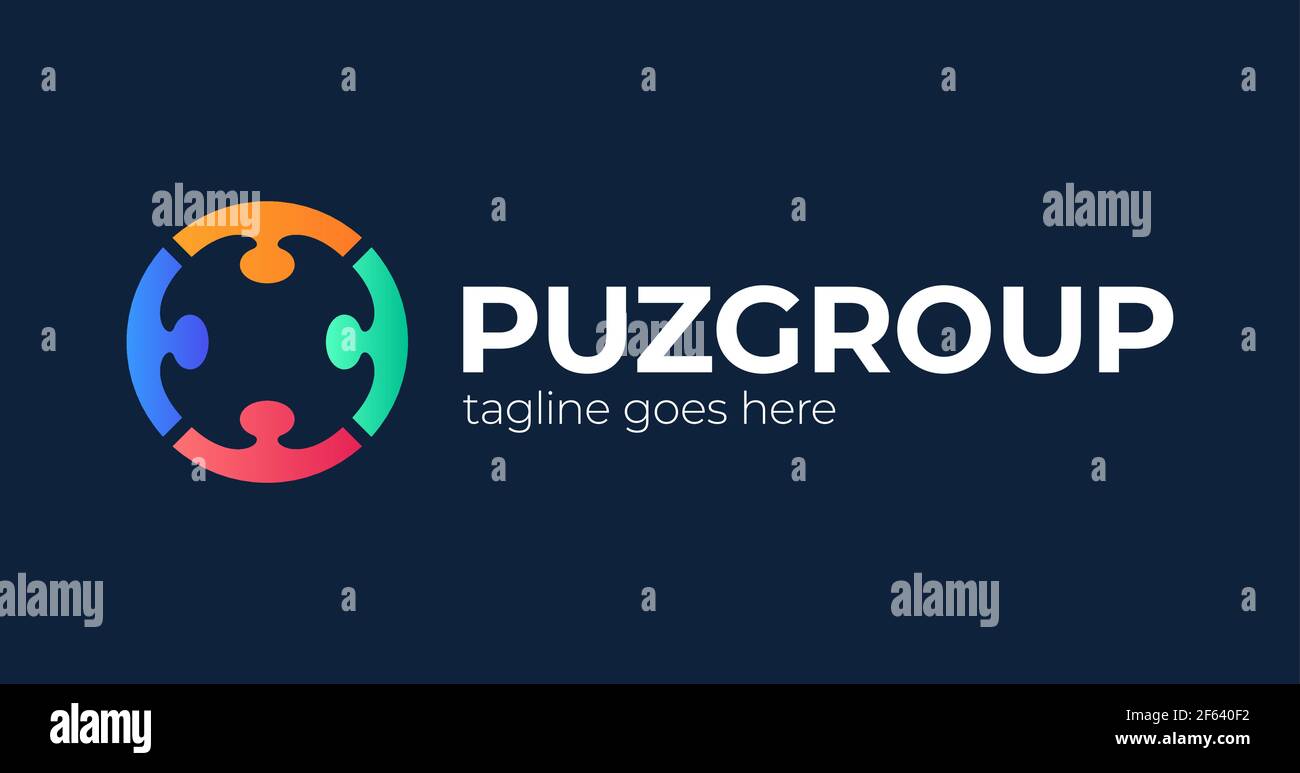 Teamwork People four puzzle pieces. Vector graphic design illustration ...