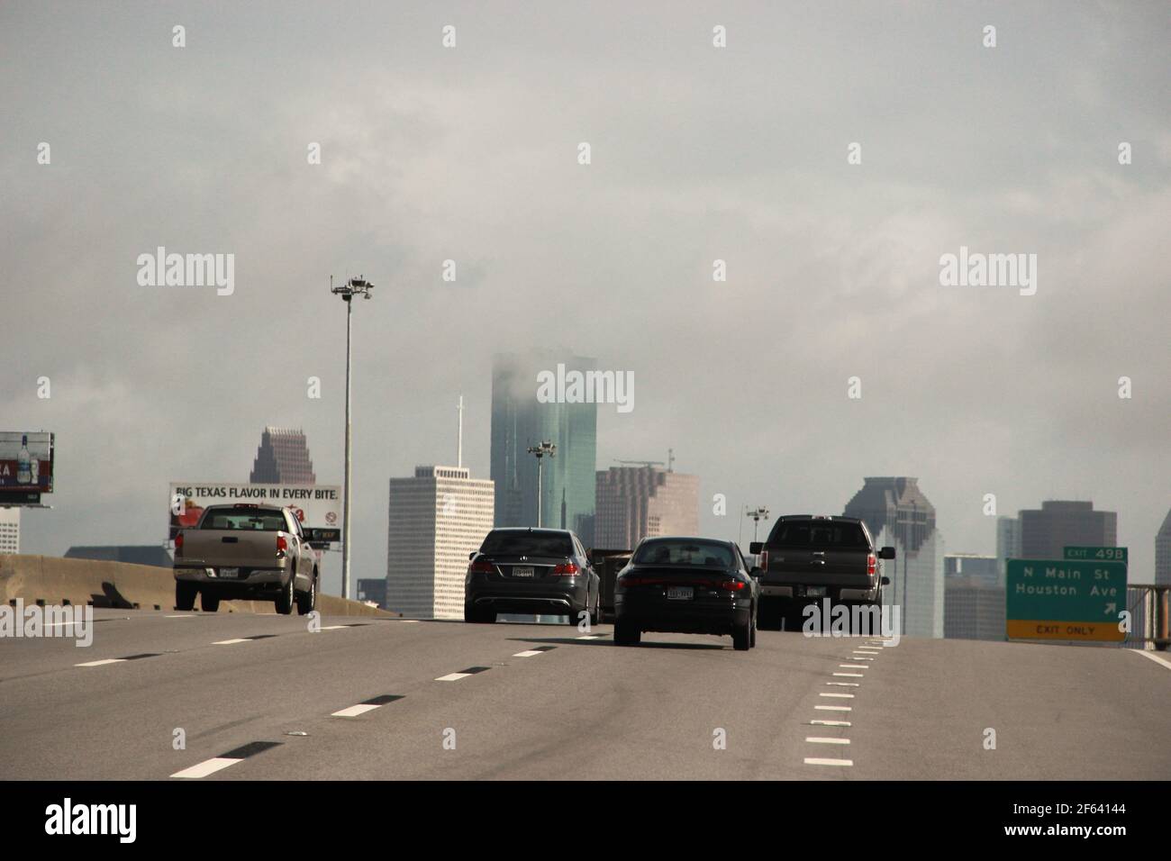 Houston Skyline from above the freeway towards Downtown Stock Photo - Alamy