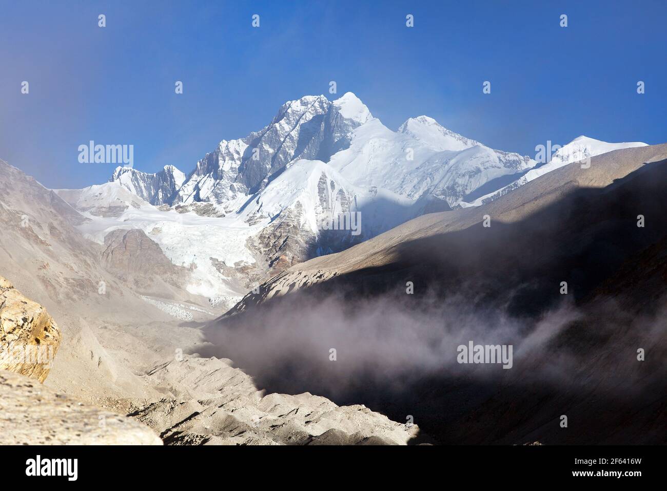 View of mount Everest Lhotse and Lhotse Shar from Barun valley, Nepal ...