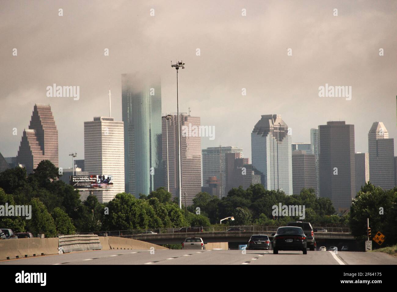 Houston Skyline from above the freeway towards Downtown Stock Photo - Alamy