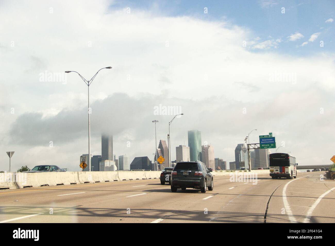 Houston Skyline from above the freeway towards Downtown Stock Photo - Alamy