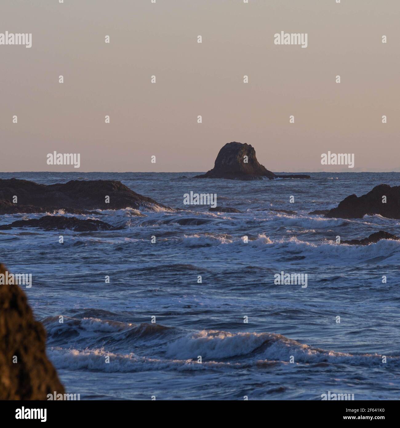 Sea stacks on the coast of Olympic National Park on Ruby Beach with ...