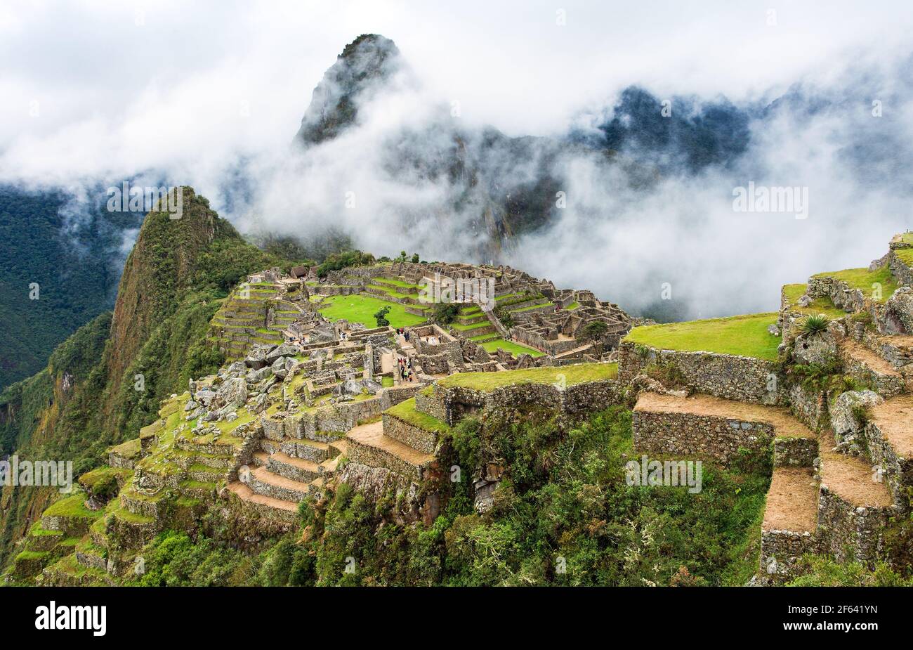 Machu Picchu, panoramic view of peruvian incan town, unesco world ...