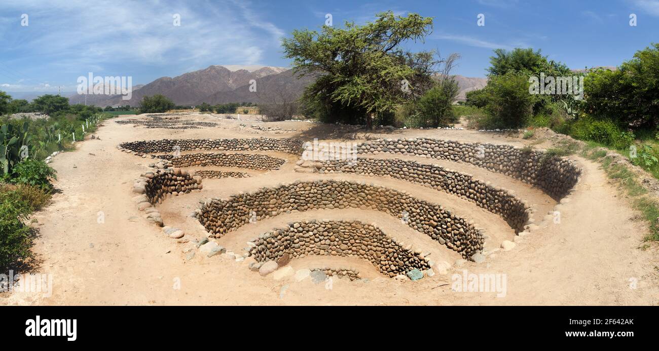 Cantalloc Aqueduct in Nazca or Nazca town, spiral or circle aqueducts ...
