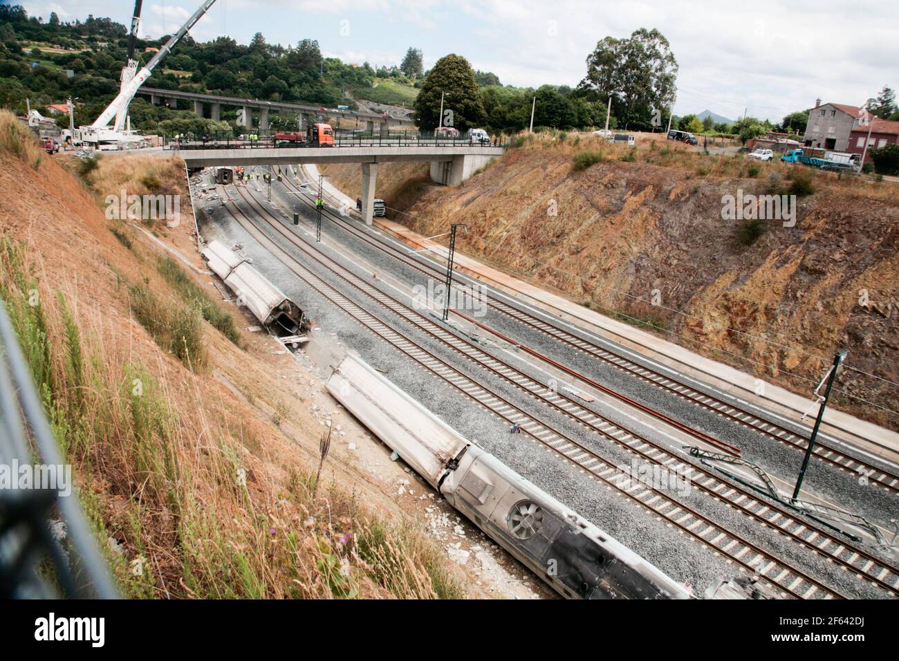 Santiago de Compostela,Spain.Alvia train accident on the Angrois curve ...