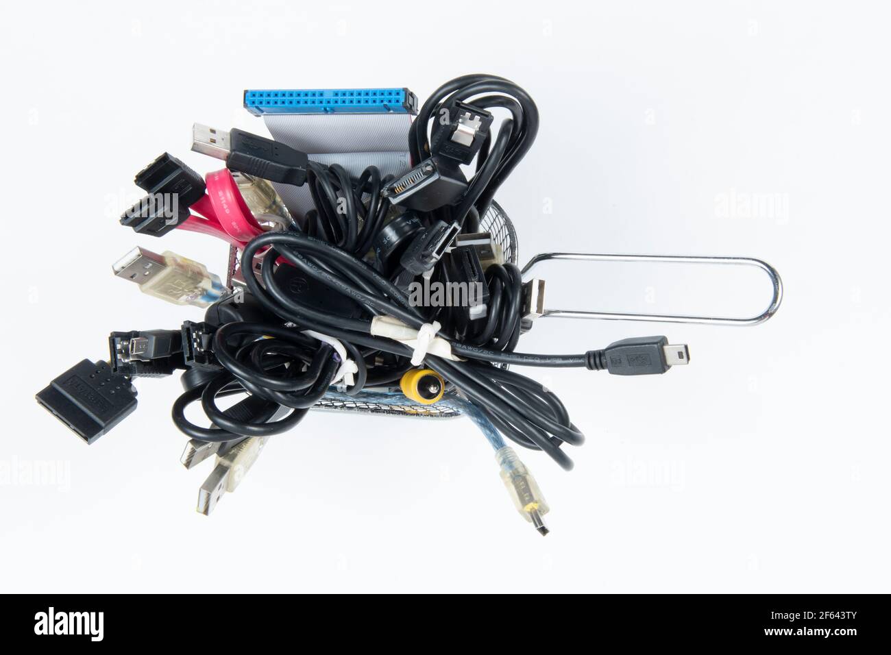 technological waste that remains in residence as computer cables Stock ...