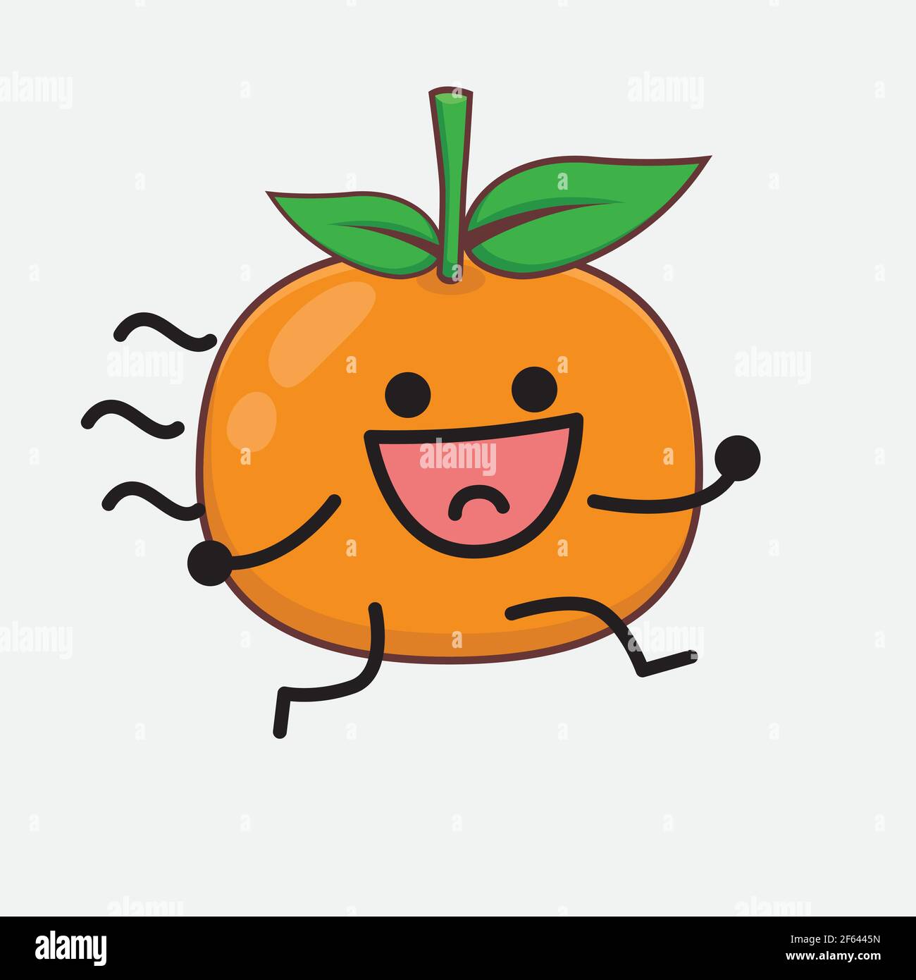 Vector Illustration of Mandarin Orange Character with cute face, simple ...