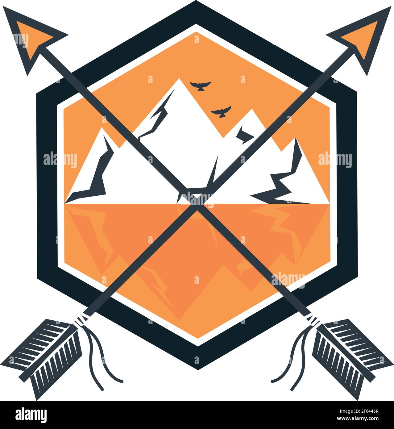mountains and crossed arrows badge Stock Vector Image & Art - Alamy