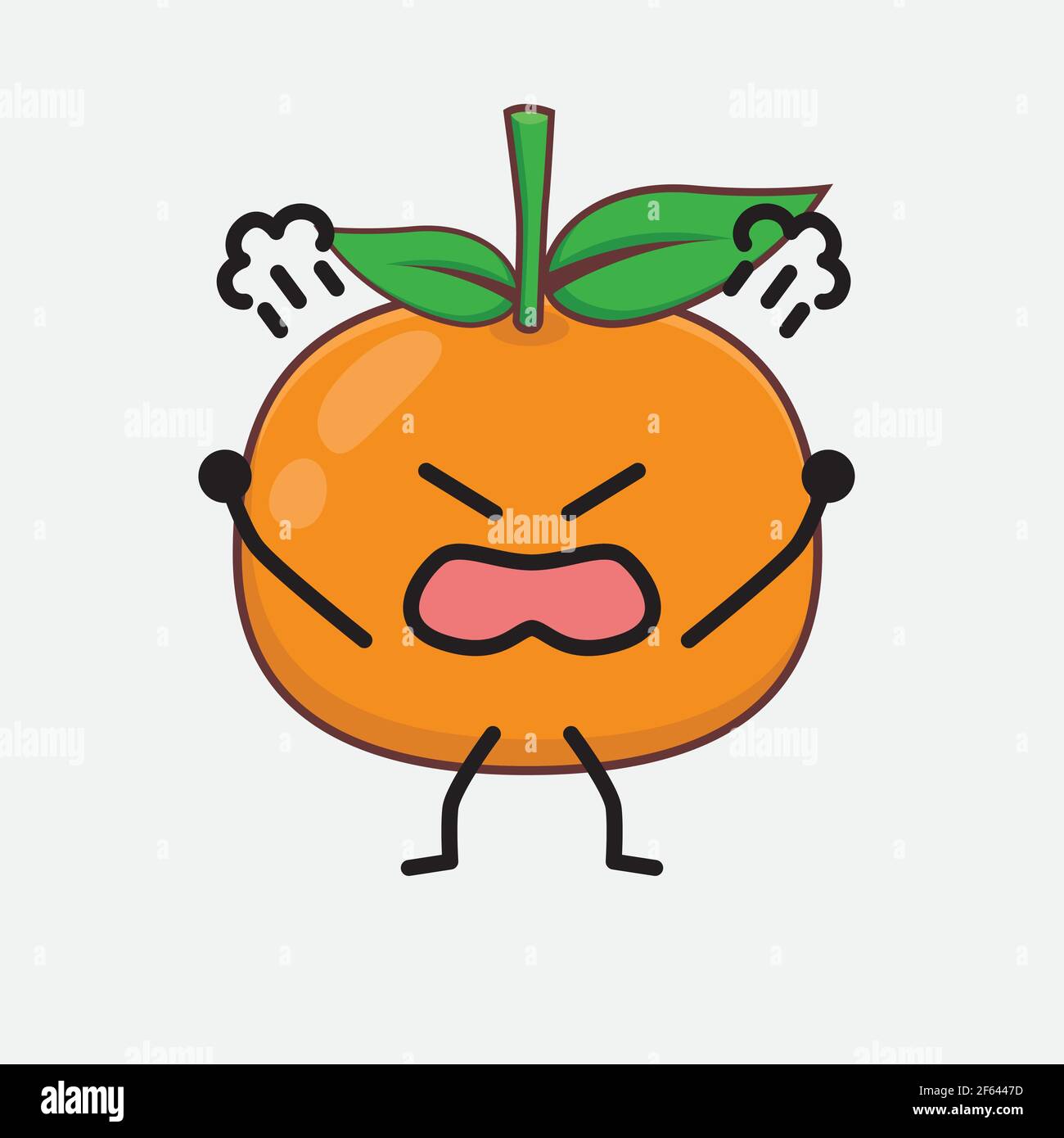 Vector Illustration of Mandarin Orange Character with cute face, simple ...