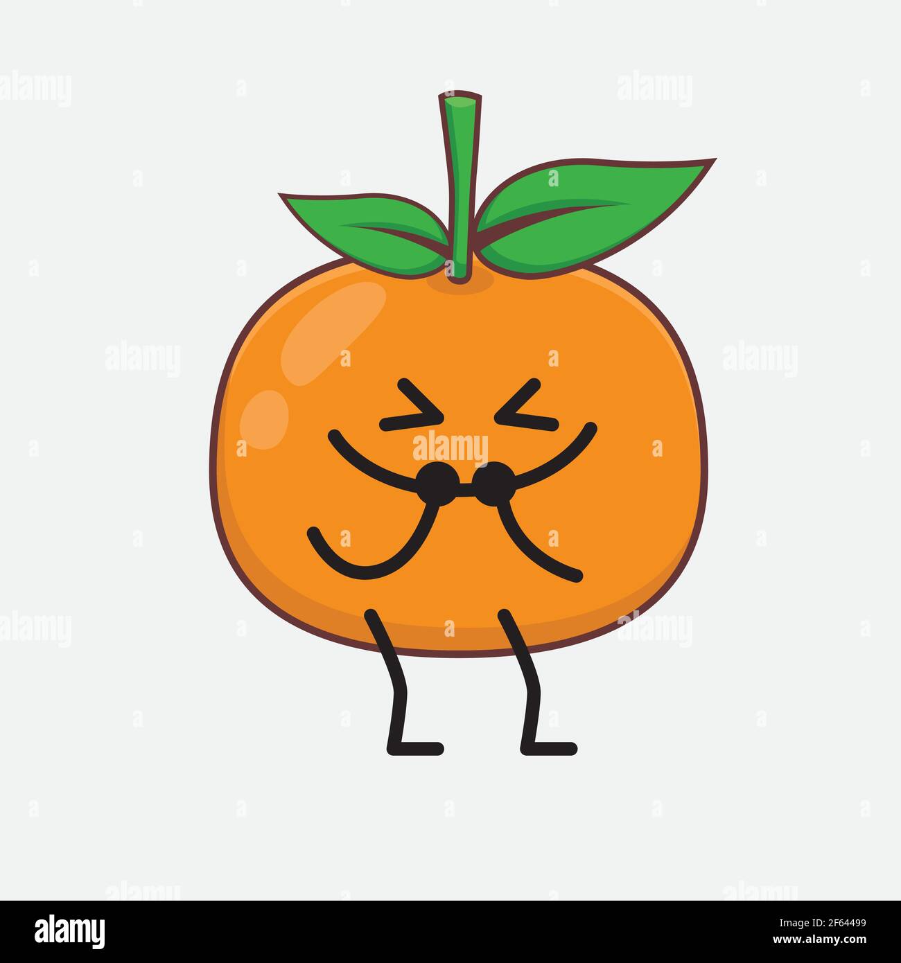 Vector Illustration of Mandarin Orange Character with cute face, simple ...
