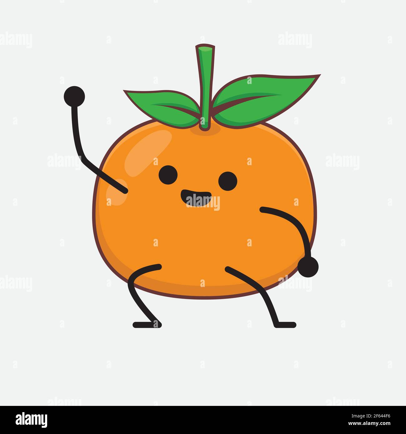 Vector Illustration of Mandarin Orange Character with cute face, simple ...