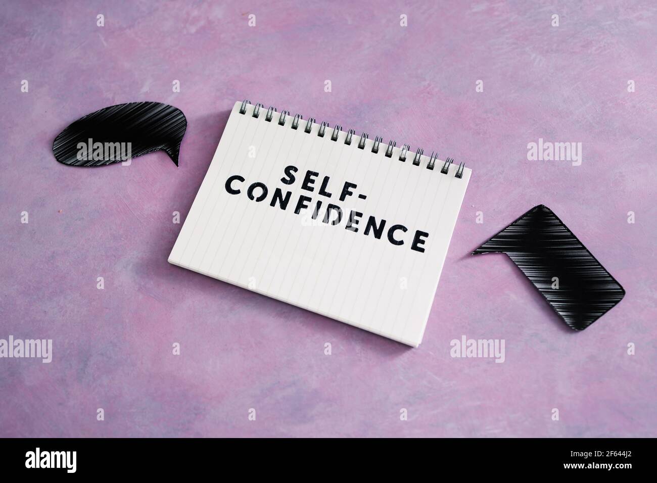 positive attitude concept, Self-confidence text on notepad with comic ...