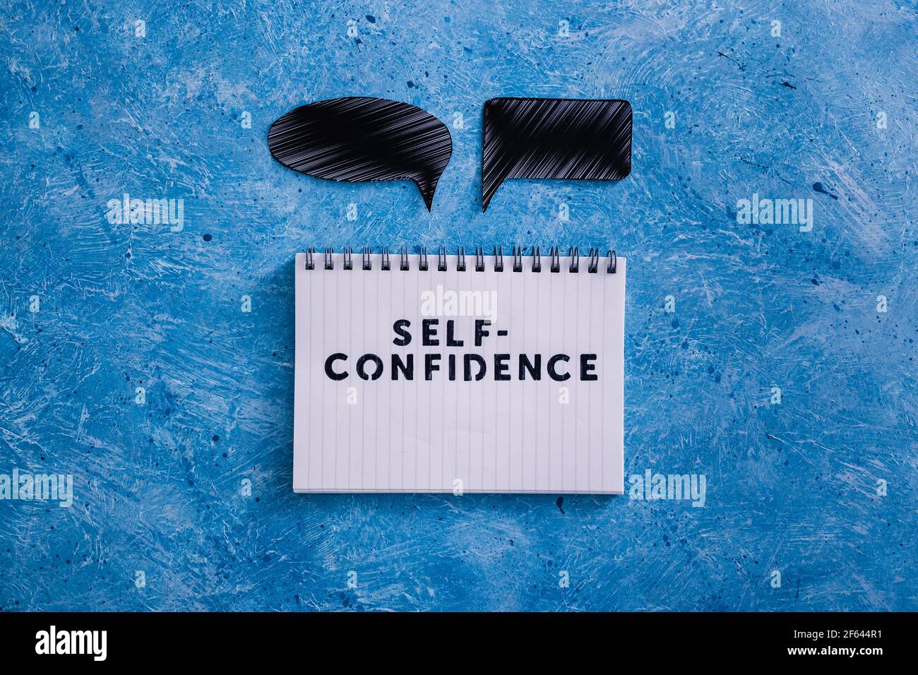 positive attitude concept, Self-confidence text on notepad with comic ...