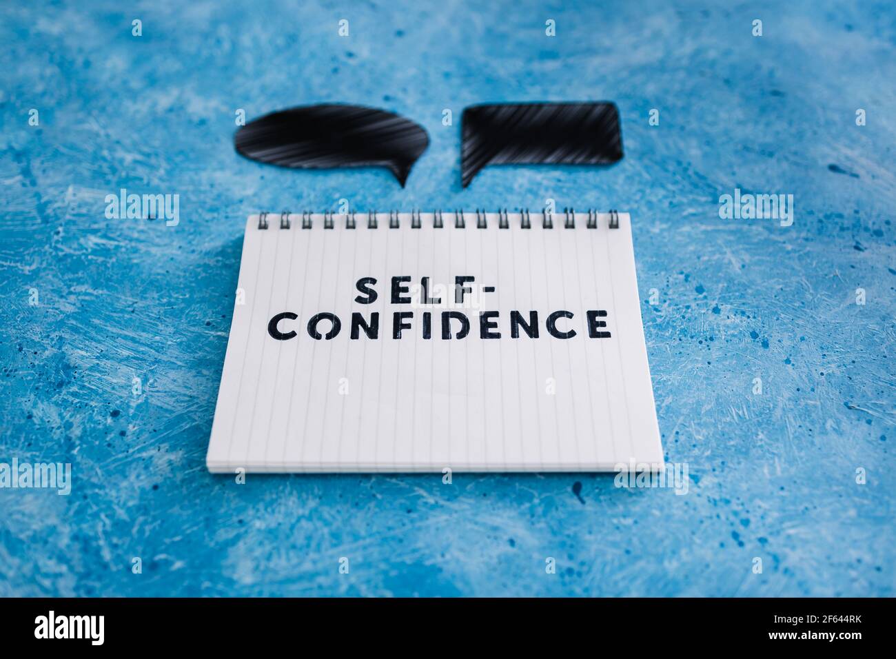 positive attitude concept, Self-confidence text on notepad with comic ...