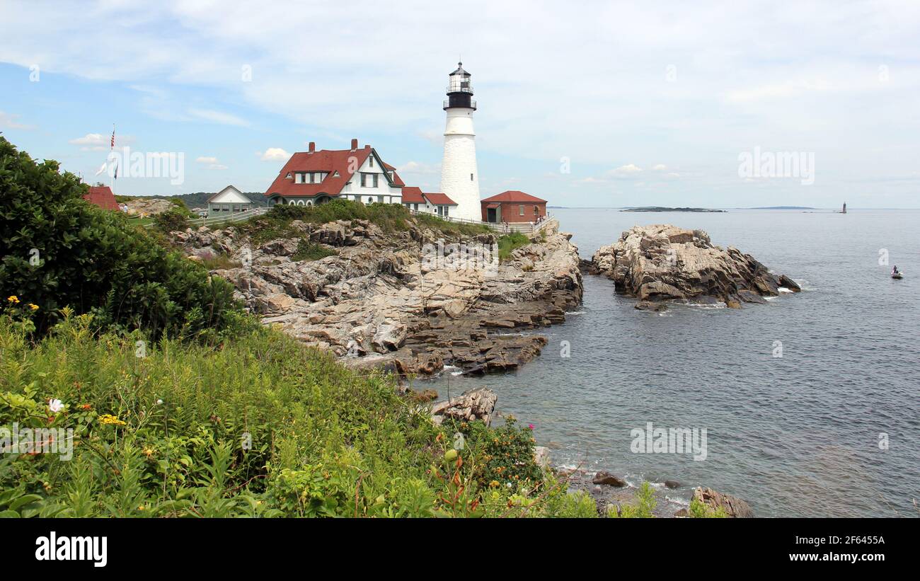 Portland Head Light, historic lighthouse at the entrance of Portland ...