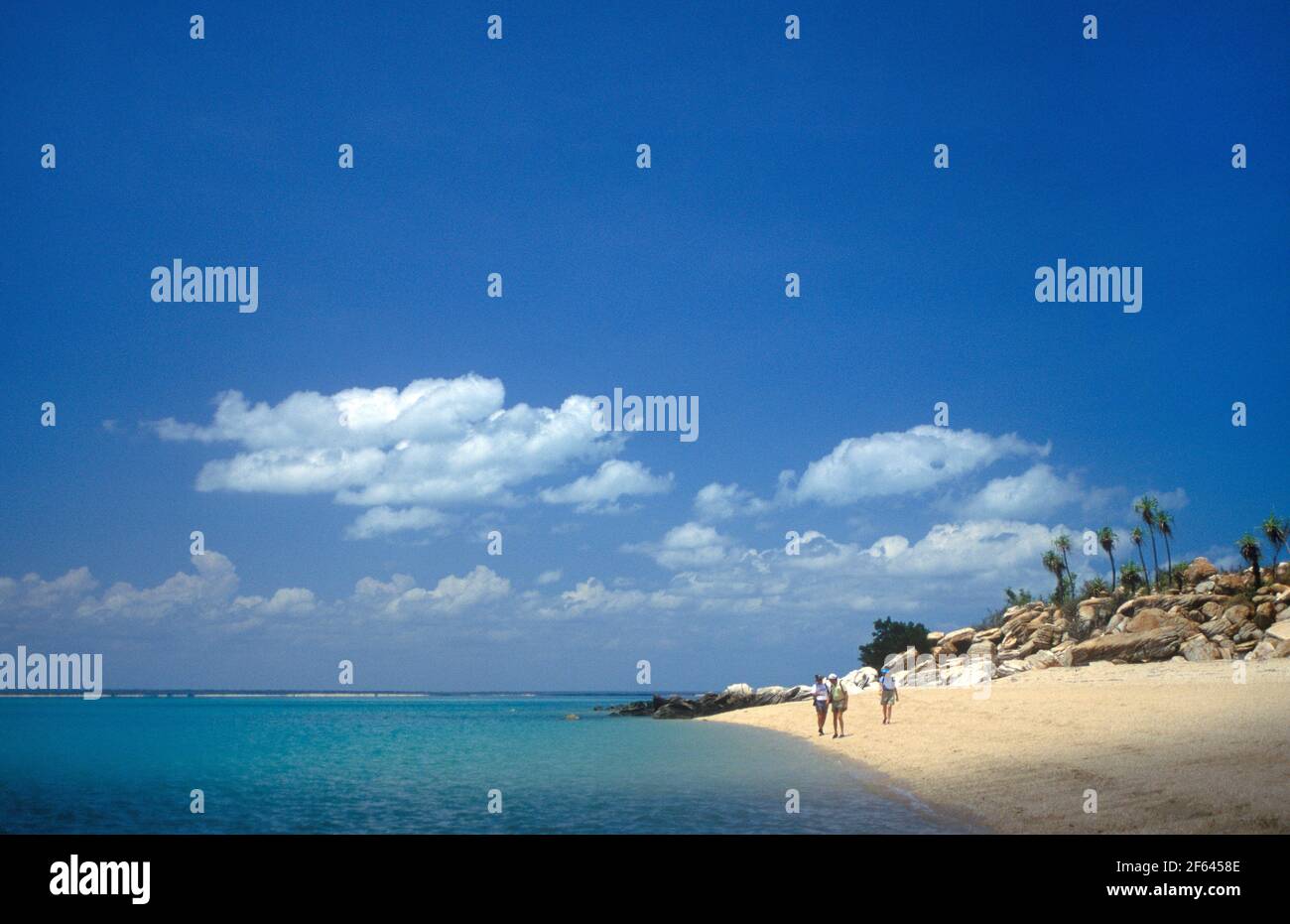 Exploring the beach in the Lacepede Islands, Kimberley, W. Australia ...