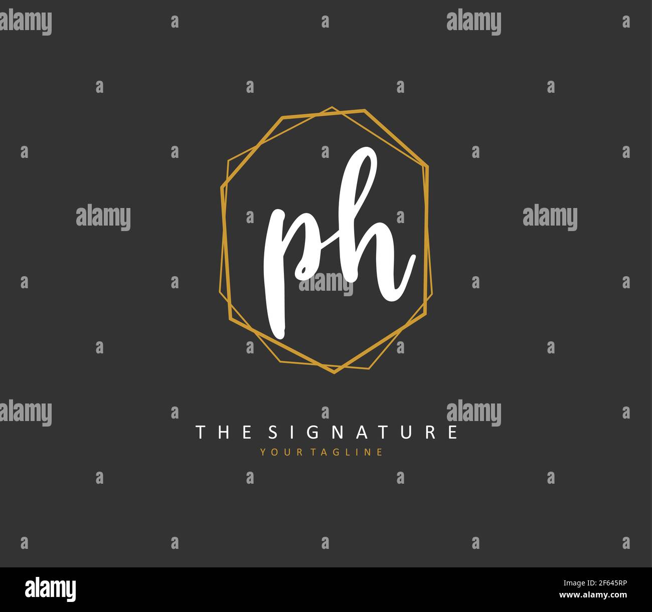P H PH Initial letter handwriting and signature logo. A concept ...