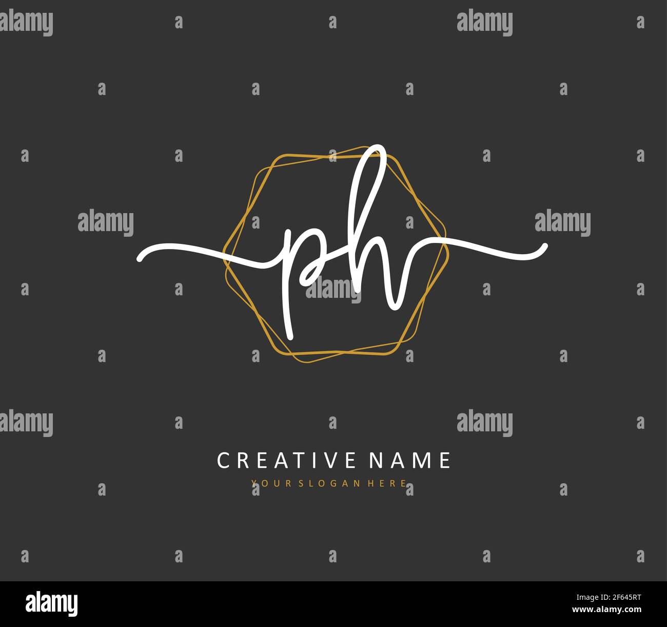 P H PH Initial letter handwriting and signature logo. A concept ...