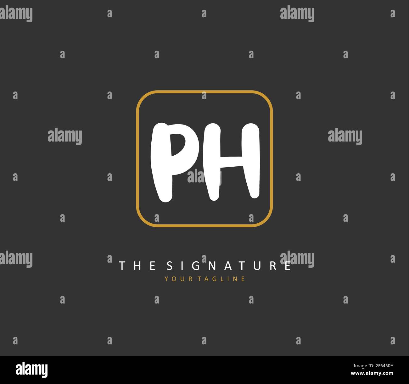 P H PH Initial letter handwriting and signature logo. A concept ...