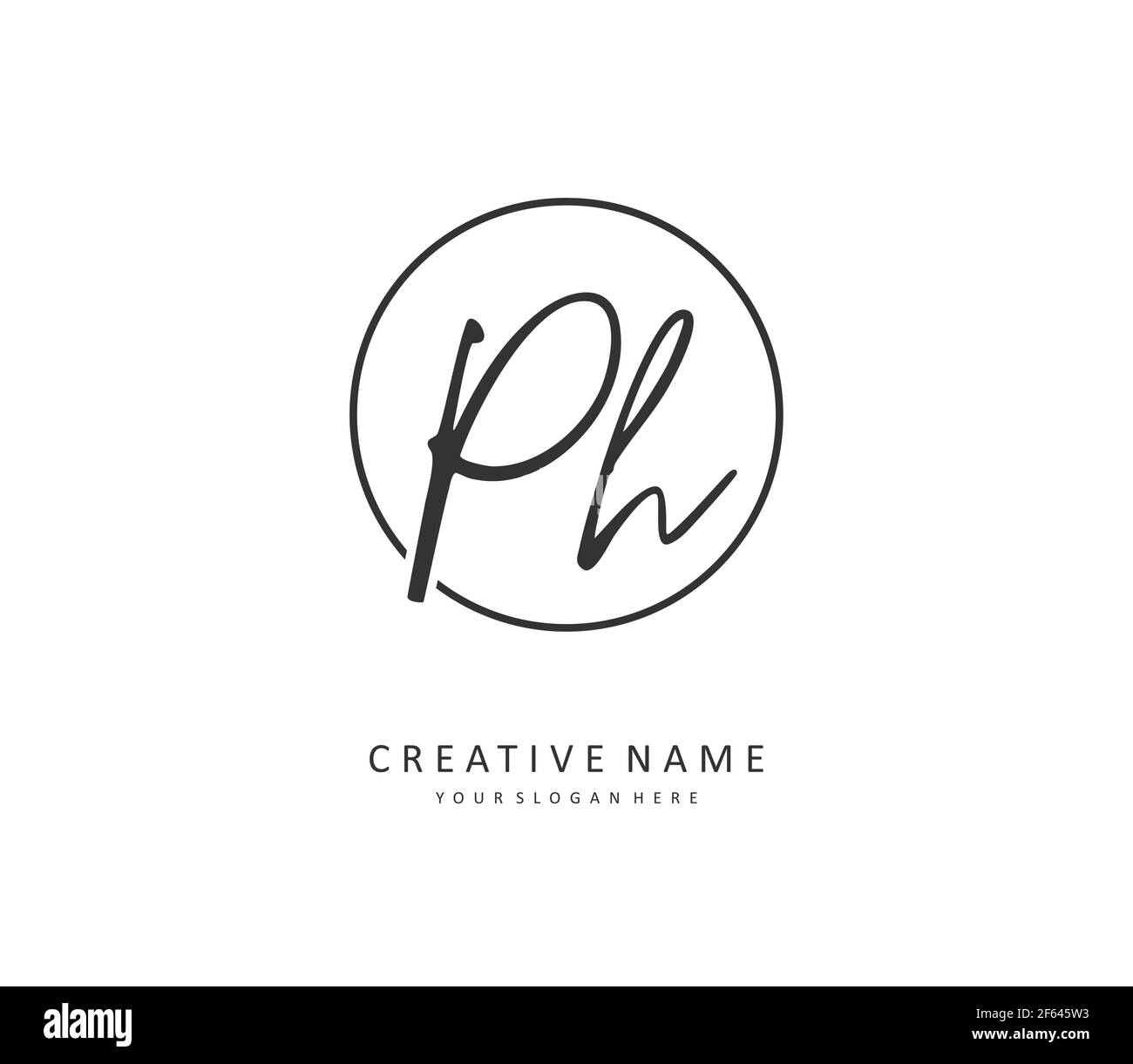P H PH Initial letter handwriting and signature logo. A concept ...