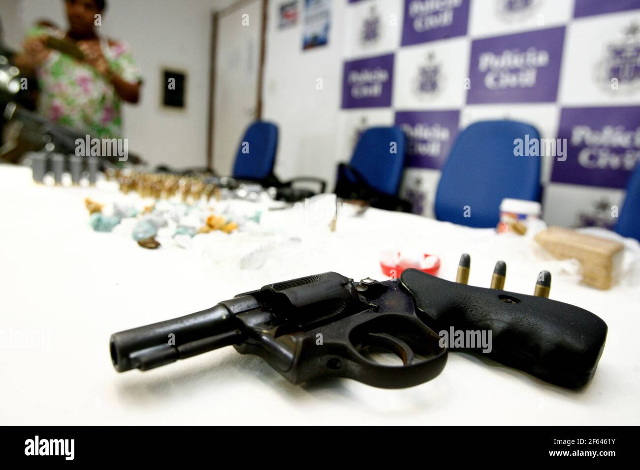 salvador, bahia / brazil - march 3, 2016: revolver and ammunition ...