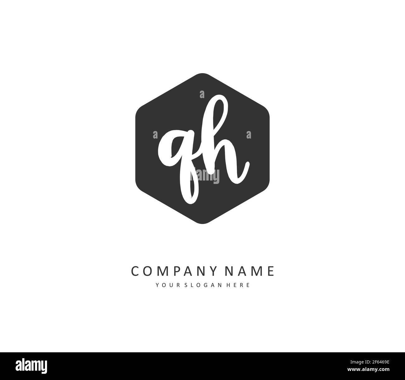 Q H QH Initial letter handwriting and signature logo. A concept ...
