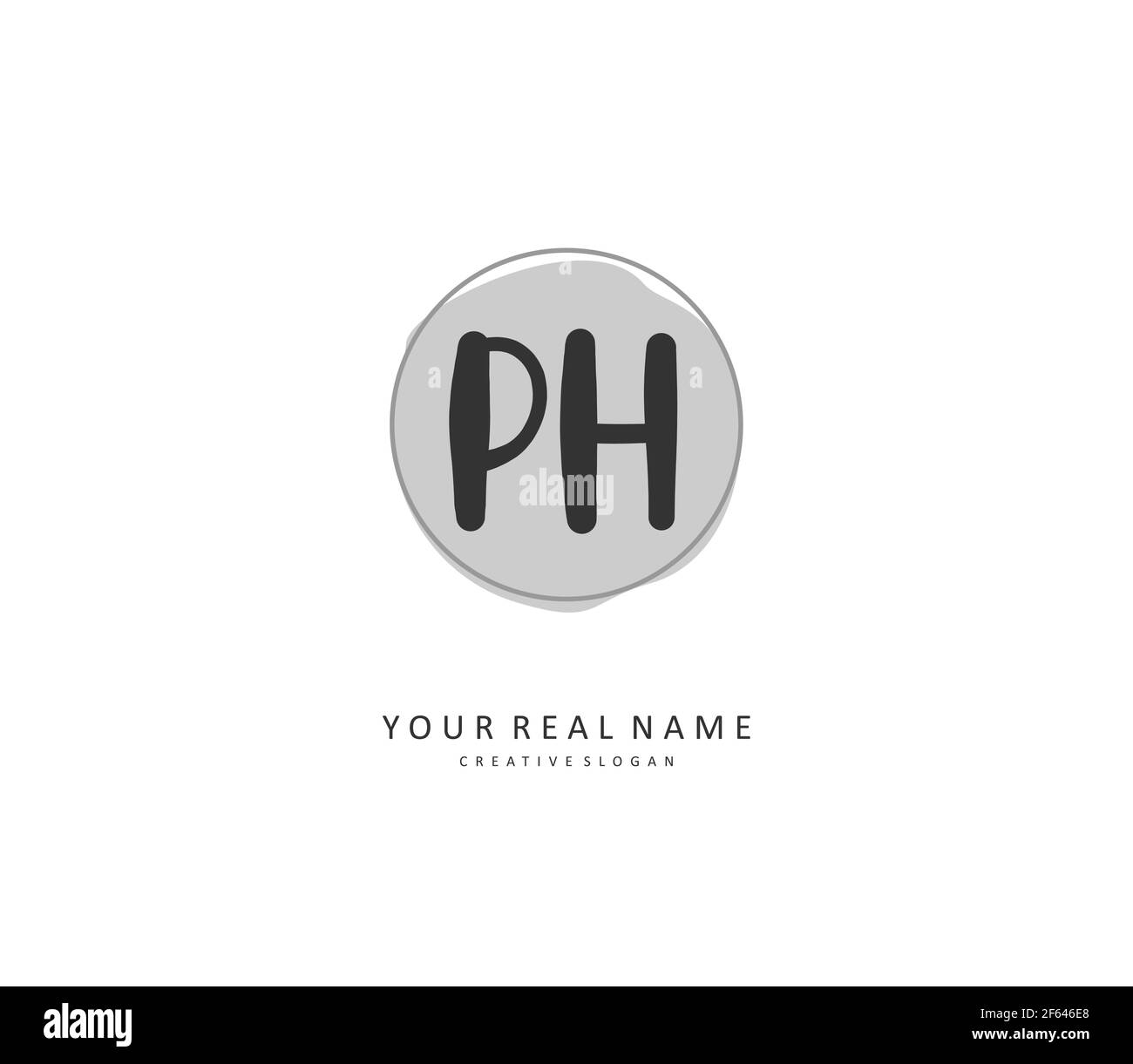 P H PH Initial letter handwriting and signature logo. A concept ...