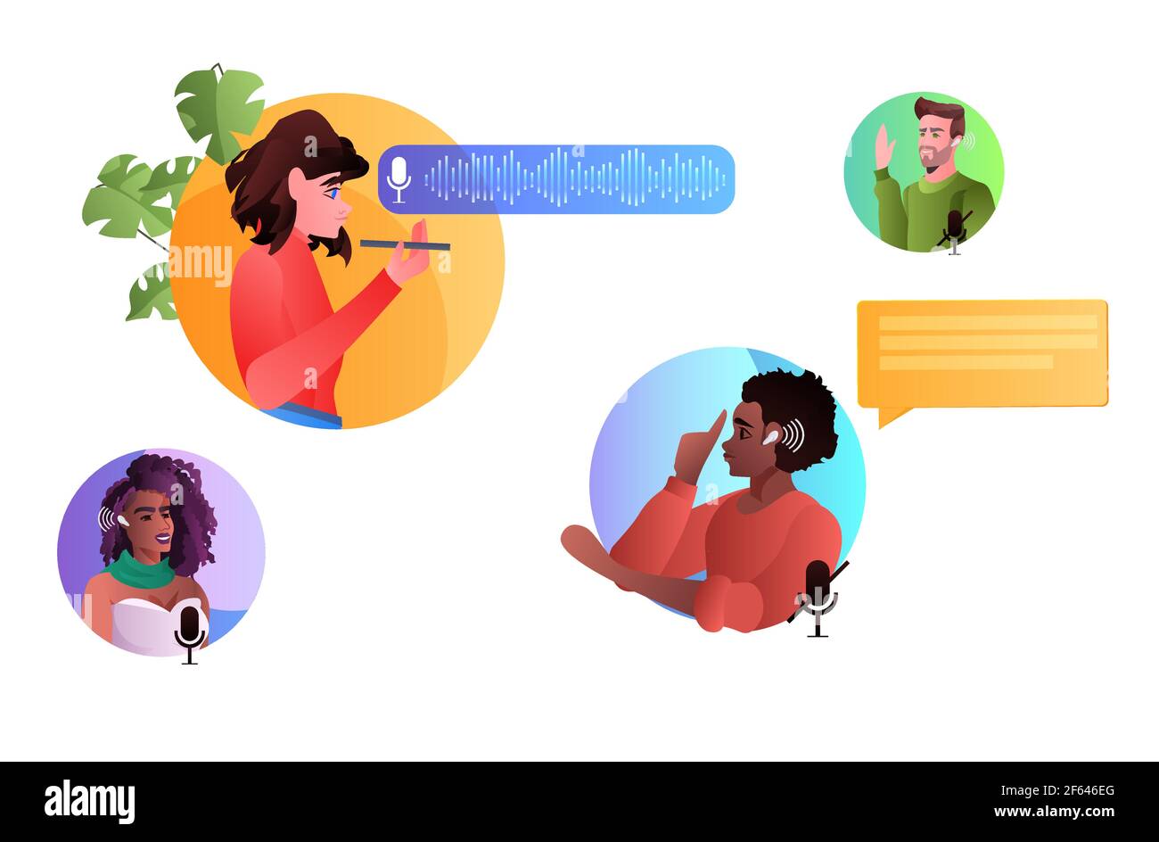 people communicating by voice messages audio chat application social ...