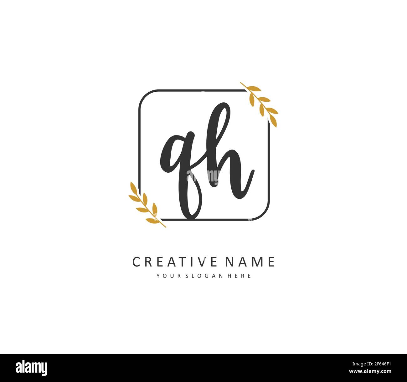 Q H QH Initial letter handwriting and signature logo. A concept ...