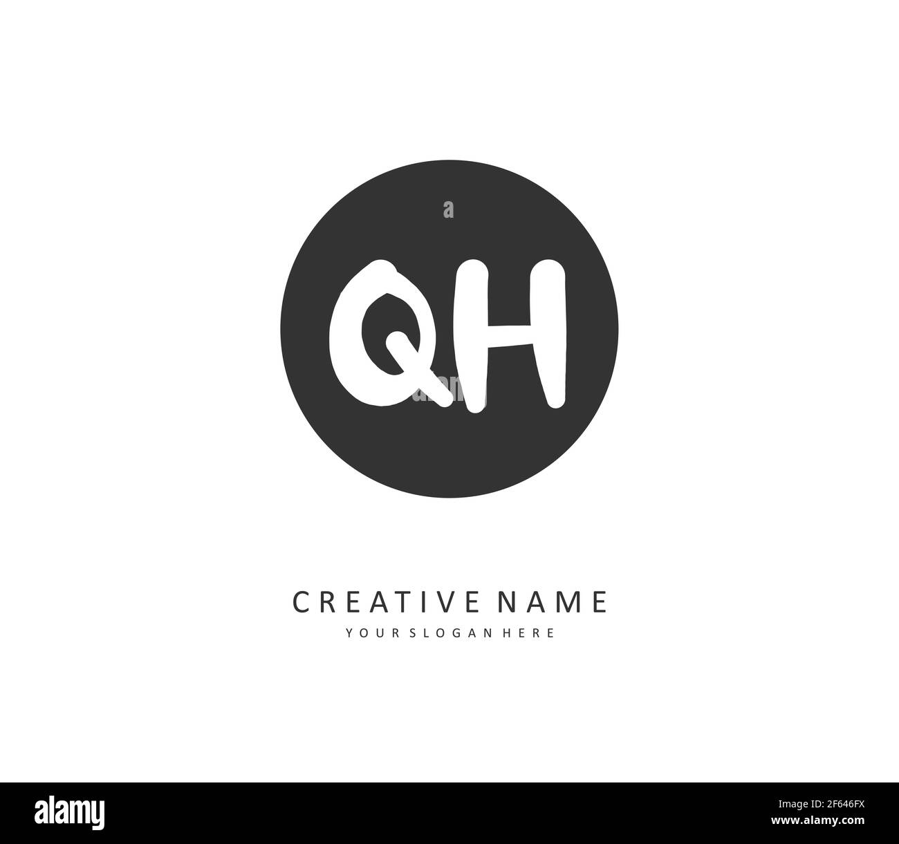 Q H QH Initial letter handwriting and signature logo. A concept ...