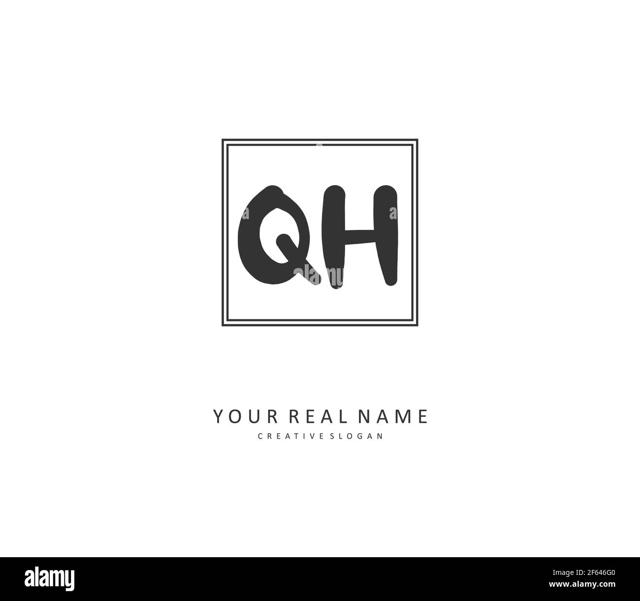 Q H QH Initial letter handwriting and signature logo. A concept ...
