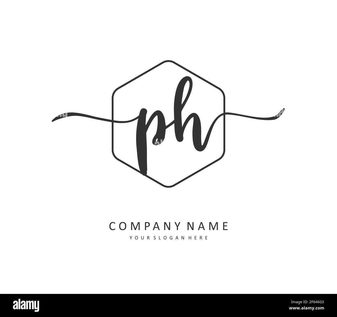 P H PH Initial letter handwriting and signature logo. A concept ...