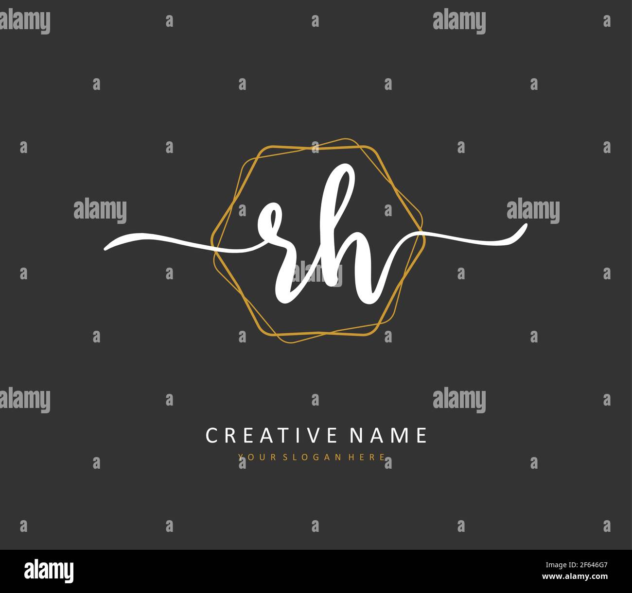 R H RH Initial letter handwriting and signature logo. A concept ...