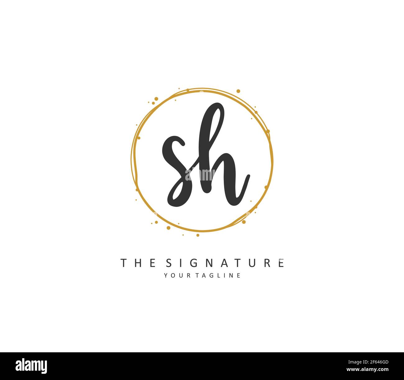 S H SH Initial letter handwriting and signature logo. A concept ...