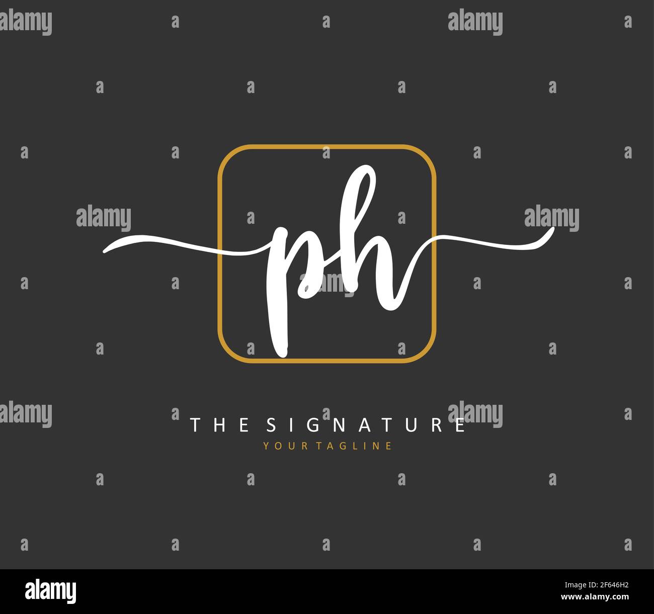 P H PH Initial letter handwriting and signature logo. A concept ...