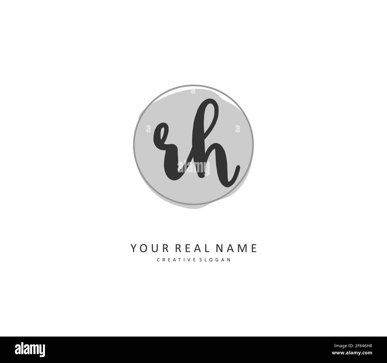 R H RH Initial letter handwriting and signature logo. A concept ...