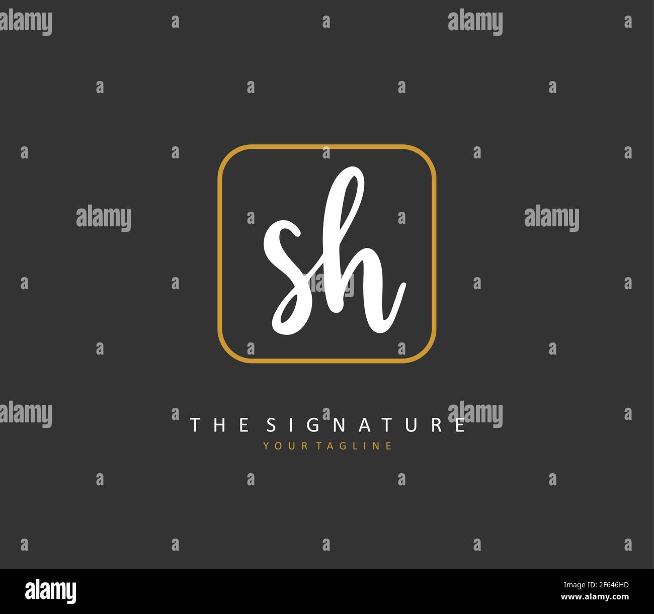 S H SH Initial letter handwriting and signature logo. A concept ...