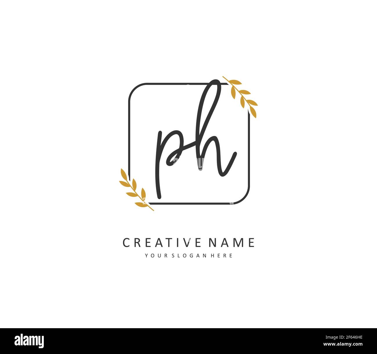 P H PH Initial letter handwriting and signature logo. A concept ...