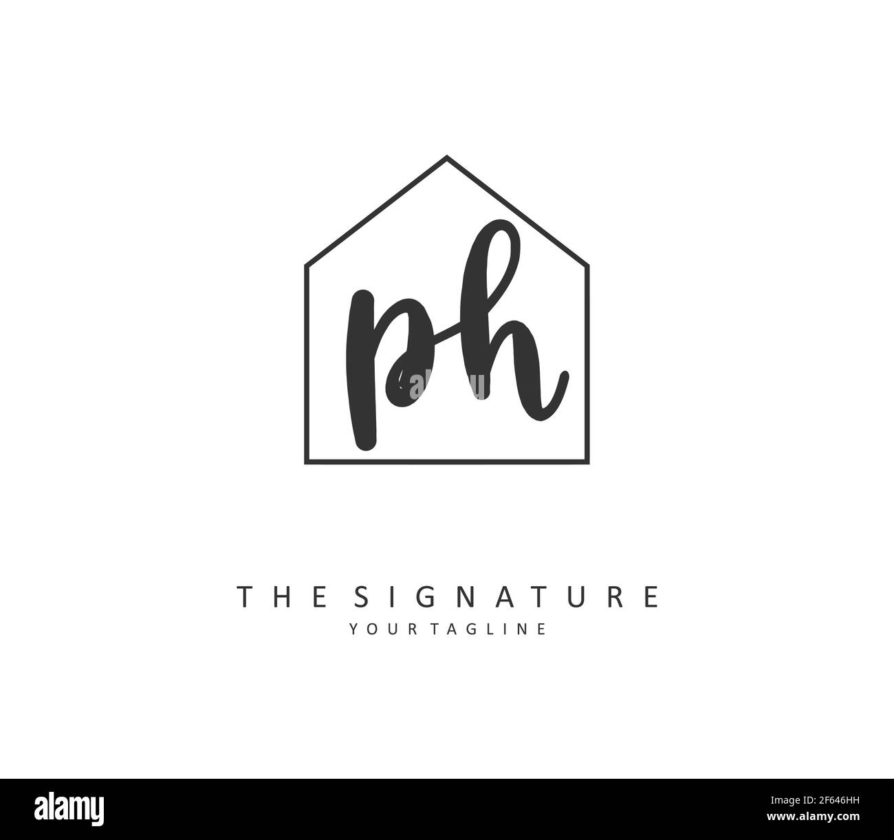 P H PH Initial letter handwriting and signature logo. A concept ...
