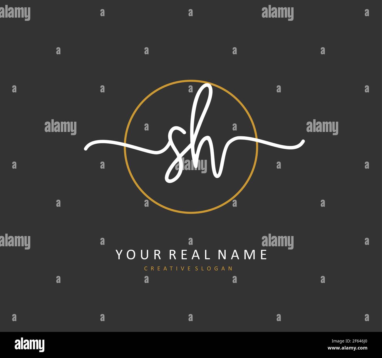 S H SH Initial letter handwriting and signature logo. A concept ...