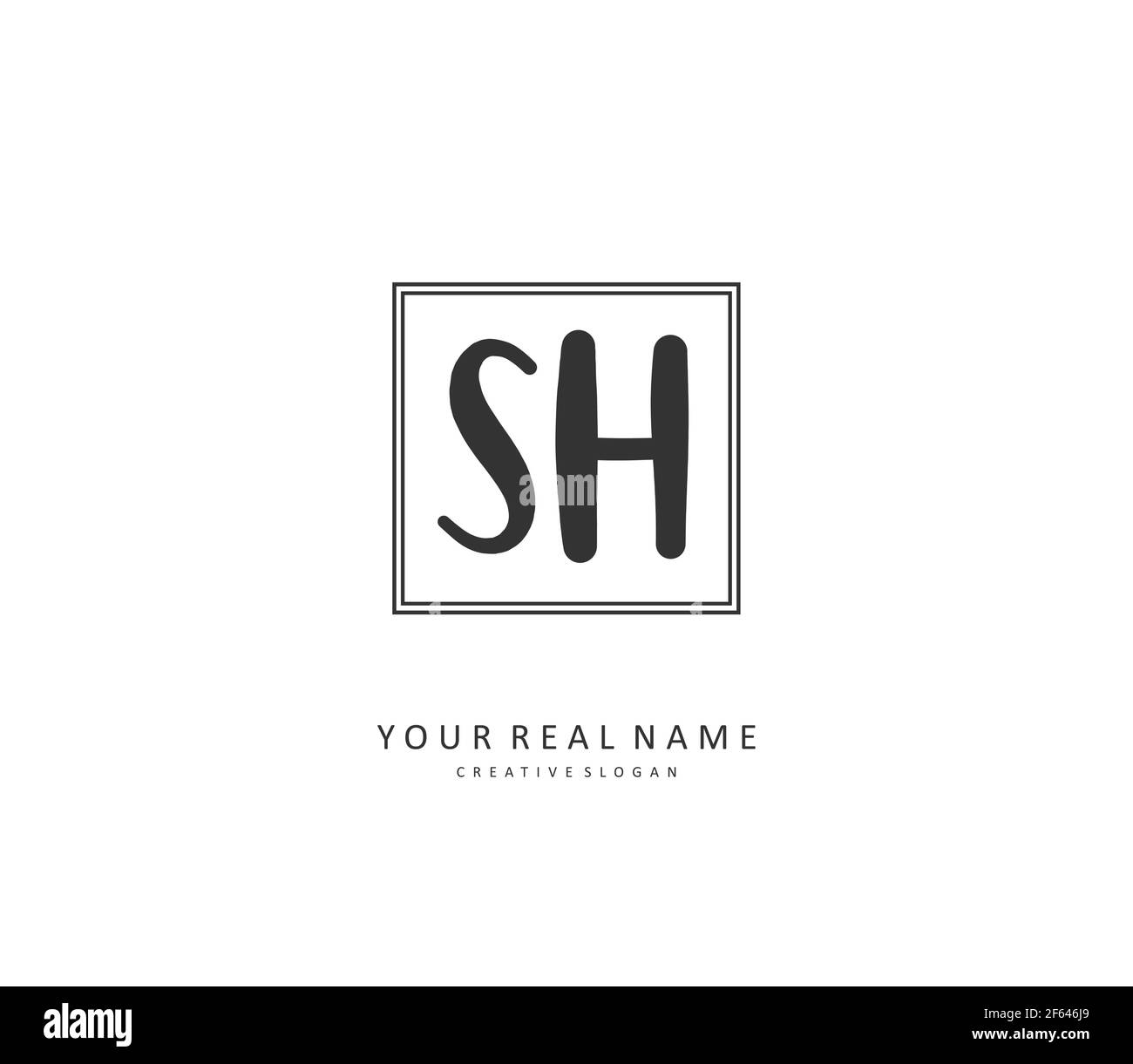 S H SH Initial letter handwriting and signature logo. A concept ...