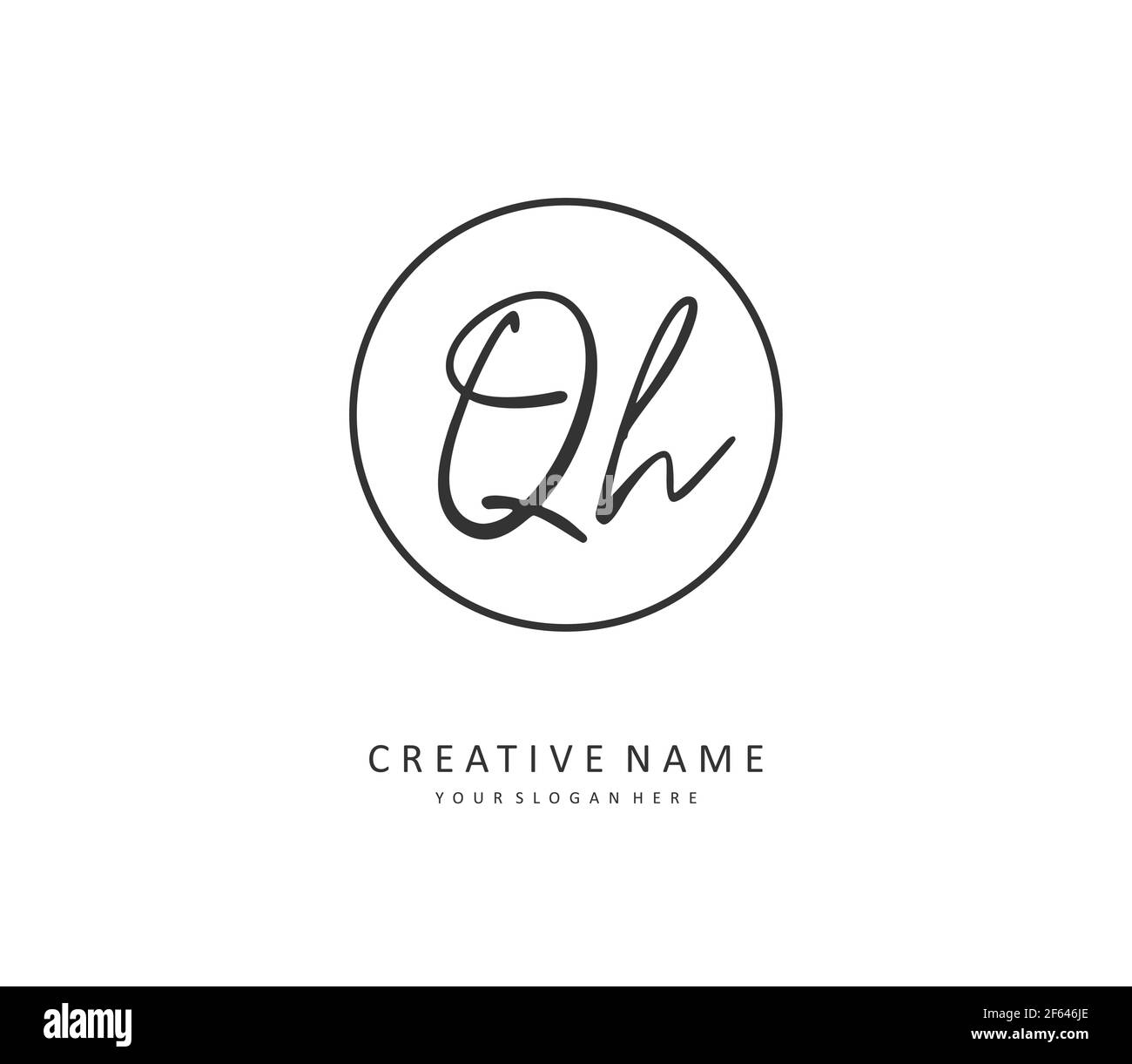 Q H QH Initial letter handwriting and signature logo. A concept ...